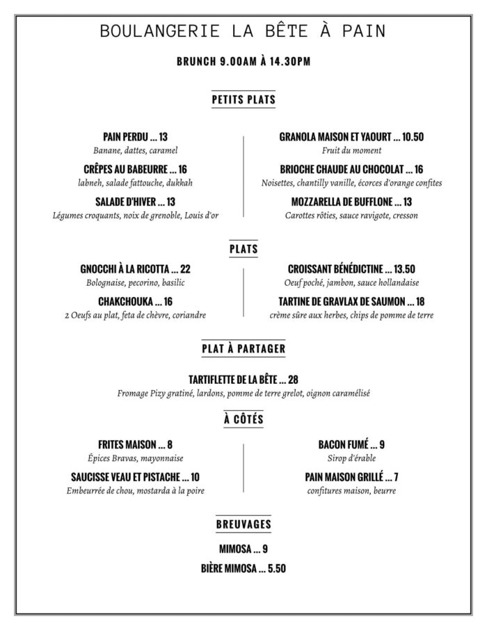 Brunch à Laval - Week-end du 12 février 2022 - La Bête à Pain